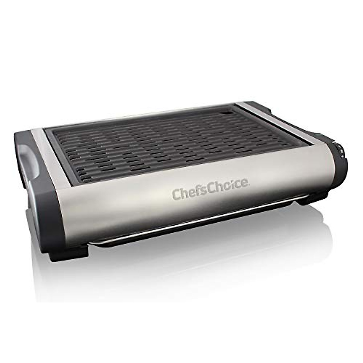 Chef'sChoice 878 Professional Indoor Electric Grill with Removable Nonstick Plate Stainless Steel Drip Tray and Features Adjustable Temperature Control, 1500-Watt, Gray
