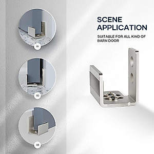 EaseLife Sliding Barn Door Bottom Floor Guide,U Shape,Flexible Adjustable Fit Distance,Flush Flat Bottom Design,Wall Mount System,for Door & Cabinet,Brushed Nickle