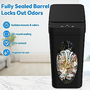 Bathroom Trash Can with Lid, KOEYLE 2 Pack 2.2 Gallon Automatic Touchless Garbage Can, Small Motion Sensor Smart Trash Can, Slim Waterproof Trash Bin for Bedroom, Bathroom, Office, Living Room (Black)