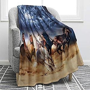 Jekeno Galloping Horse Blanket Cowgirl Cowboy Western Soft Warm Print Throw Blanket for Couch Bed Chair Office Sofa Twin 60"x80"