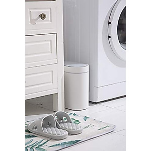 Columbia Star 2.5 Gallon Automatic Trash Can, Will Fit Any Narrow Space, Oval Shape Smart Garbage can, Perfect for Home, Bathroom, Kitchen, Office. (White)