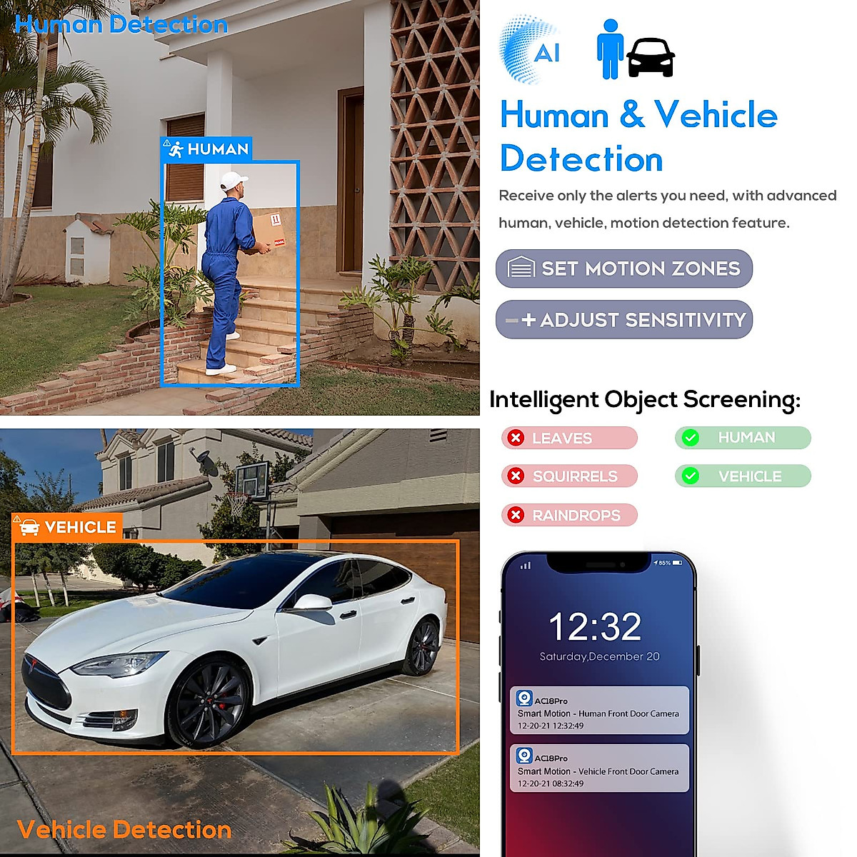 PANOEAGLE Outdoor 8MP PTZ PoE IP Camera Dome with Pan Tilt 4X Optical Zoom Motorized Lens, Built-in Mic, Human Vehicle Detection, 165ft IR Night Vision, IP67, IK10