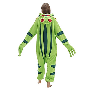 vavalad Unisex Adult Onesie Animal One Piece Pajama Cosplay Sleepwear Halloween Christmas Custume for Women Men Teens, Green