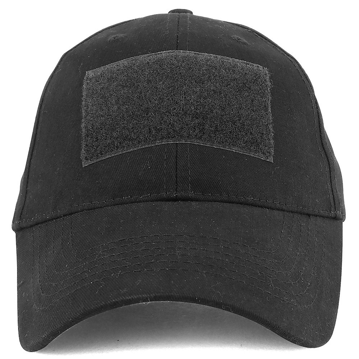 Armycrew Military Tactical Hook Front Patch Blank Cotton Adjustable Baseball Cap - Black