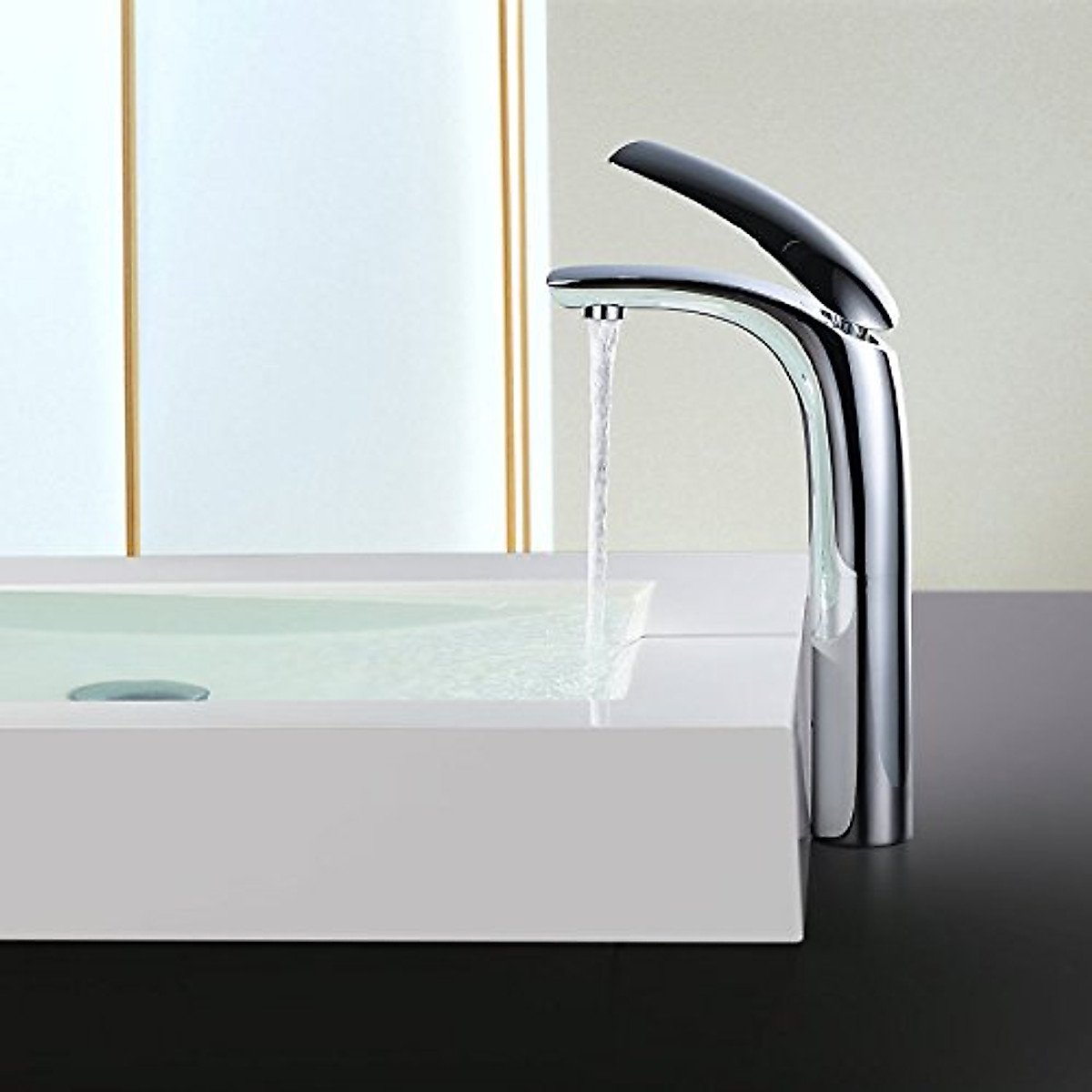 Dowell Modern Tall Vessel Sink Faucet - Single Handle, One Hole Bathroom Vanity Faucet,Chrome 8001 018 01