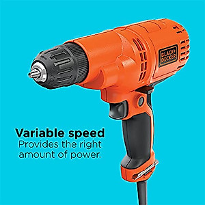 BLACK+DECKER Corded Variable Speeds Drill, 5.5-Amp, 3/8-Inch (DR260C)