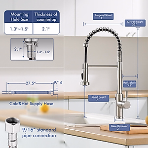 GIMILI Touchless Kitchen Faucet with Pull Down Sprayer, Motion Sensor Smart Hands-Free Activated Single Hole Spring Faucet for Kitchen Sink, Brushed Nickel