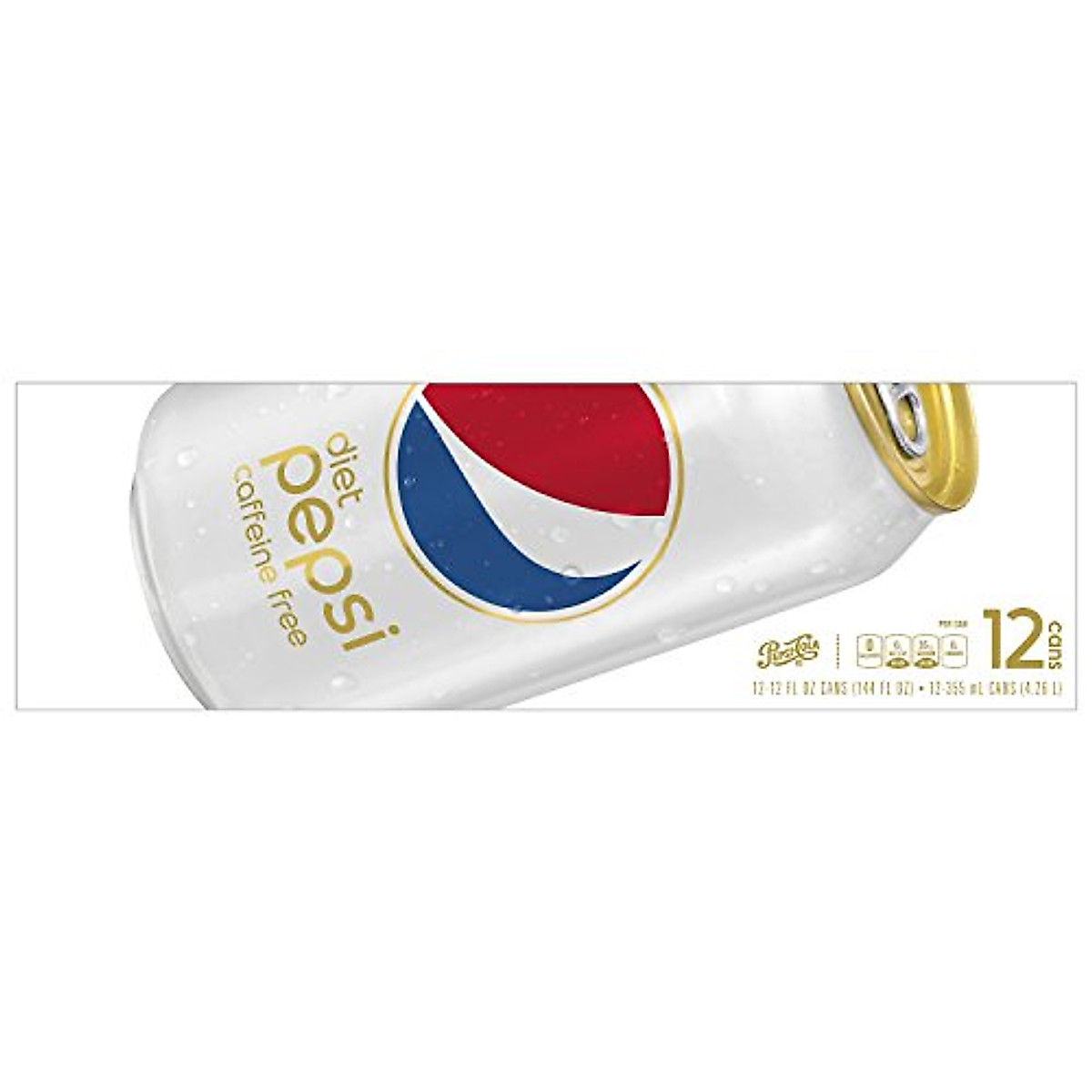 Pepsi Cola Soda Pop, Diet Pepsi Caffeine Free, 12oz Cans (12 Pack)