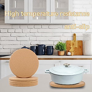 5 PCS High Density Thick Cork Trivet, Round 7.1inches Cork Plant Coasters for Kitchen Hot Dishes and Hot Pots,Resistant Hot Pads for Table Countertop