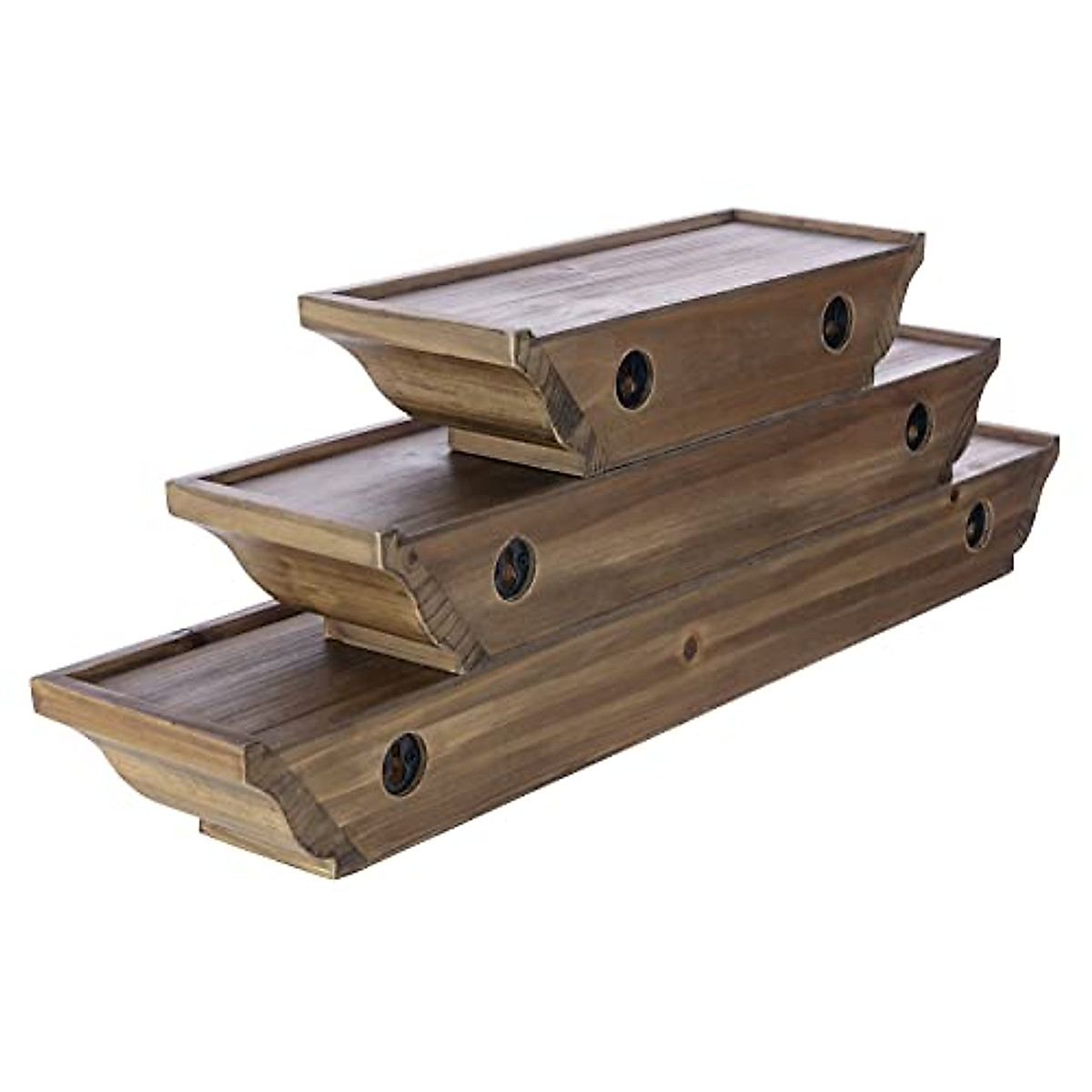 Kiera Grace Muskoka Fitz Wood Shelves - Walnut, 12", 18", 24", Set of 3 (FN00636-3INT)