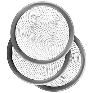 Hair Drainer Catcher Mesh, Bathroom Sink Strainer 3 Inch, Metal Drain Protector, Bath Drain Catcher, Toilet Drain Cover (Pack of 3)