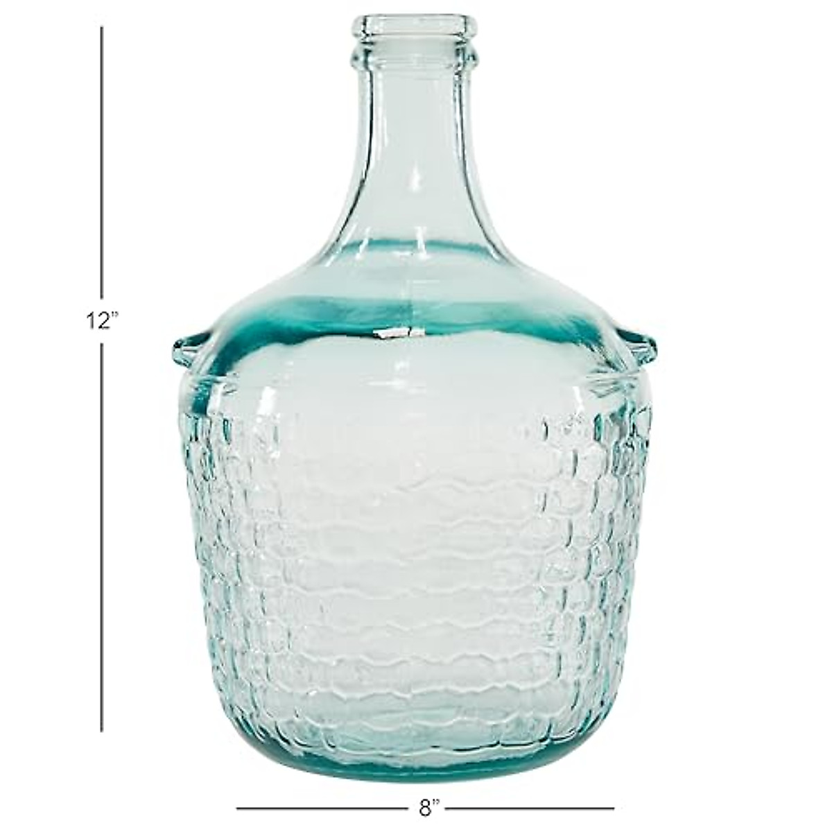 Deco 79 Recycled Glass Handmade Spanish Vase with Bubble Texture, 8" x 8" x 12", Clear