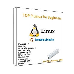 EZITSOL 32GB 9-in-1 Linux bootable USB for Ubuntu,Linux Mint,Mx Linux,Zorin OS,Linux Lite,ElementaryOS etc.| Try or Install Linux | Top 9 Linux for Beginners| Boot Repair | multiboot USB