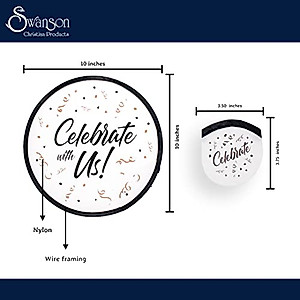 12 Pack Foldable Frisbee Fan Party Favor - Baby Shower Baptism Favor - Modern Style - Pop Up Fan - Celebrate With Us - Fun Party Favor - Wedding Favors - Baby Shower - Birthday Party - New Years Party - Foldable Frisbee Fan