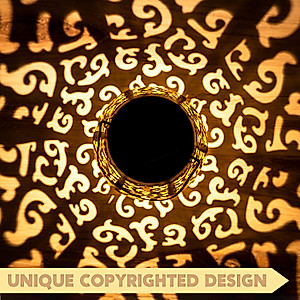 JOIEDOMI 2 Pack Outdoor Solar Hanging Lantern Lights, Waterproof Table Top Solar Lanterns, LED Metal Decorative Garden Solar Lights, Moroccan Lanterns Solar Powered with Handle for Patio