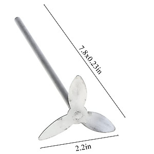 YUCHENGTECH Three Blade Stirring Rod Stirring Bar Electric Overhead Stirring Rod Anchor Paddle Mixer Shaft Rod Stainless Steel Stirrer 7.8x2.2x0.23in for Lab Industrial Mixing