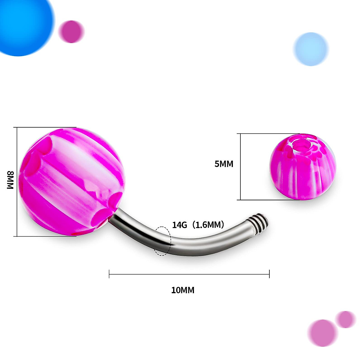 Junkin 200 Pieces Belly Button Rings Barbells Colorful Body Piercing Jewelry Navel Barbell Body Stainless Steel Belly Button Rings Body Piercing Jewelry for Women Girls