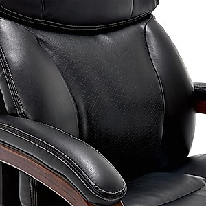 La-Z-Boy Trafford Big and Tall Executive Office Chair with AIR Technology, High Back Ergonomic Lumbar Support, Black Bonded Leather
