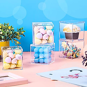 Yulejo Clear Acrylic Box with Lid Plastic Square Cube Display for Storage Stackable Container Pill Candy Jewelry Gift Card Party Favors 2.9 x Inch (24 Pieces)