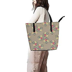 Fashion Tote Handbags Women's Soft Tote Shoulder Bag for Women Work Shopping Top Handle Satchel Bags, 15.8×4×15.4 inches,Retro Wild Flower