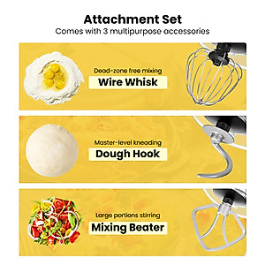 VIVOHOME Stand Mixer, 660W 10 Speed 6 Quart Tilt-Head Kitchen Electric Food Mixer with Beater, Dough Hook, Wire Whip and Egg Separator, Silver