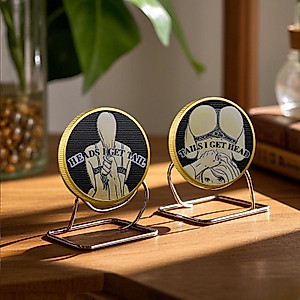 Funny Heads and Tails Coins, Heads I Get Tail Coin, Tails I Get Head Coin,Double Side Coin Lucky Token, Funny Prank Gifts for Men Women Date Night Ideas,