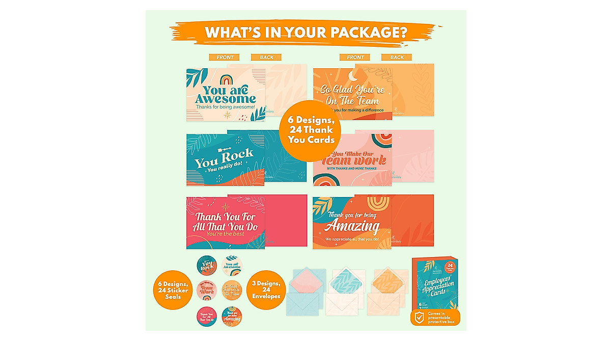 Stylish Employee Appreciation Cards - 24 Pack