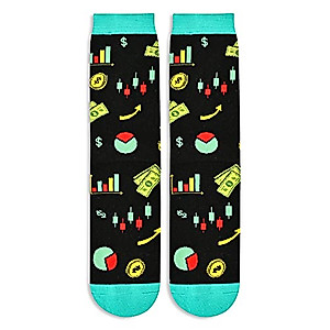 HAPPYPOP Funny Money Socks for Men Women Money Gift Stock Market Socks Stock Market Gifts for Men