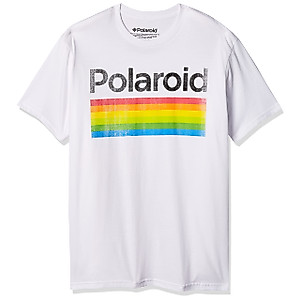 Polaroid Men's Logo Vintage Style Rainbow T-Shirt, White, S