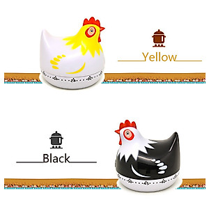 Cartoon Hen Mechanical Timers 60 Minutes Kitchen Cooking Timer Clock Loud Alarm Counters Mini Size Manual Timer for Study (Black)
