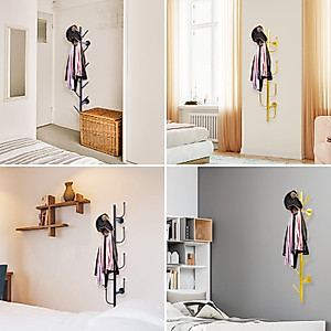 ZHANYUN Modern Wall Mounted Coat Rack - Space-Saving Hat Tree with 8/11 Hooks - Stylish Metal Wall Clothes Purse Rack - Easy Installation for Living Room, Entryway, Bedroom, Office (Gold-U)
