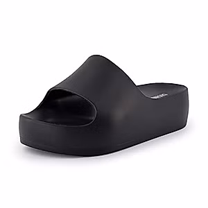 CUSHIONAIRE Women's Ninja platform slide sandal with +Comfort, Black 10
