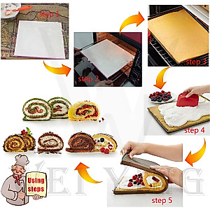 Luck Love 2 Pcs Swiss Roll Cake Mat Flexible Baking Tray Jelly Roll Pan Silicone Cookies Mold Bakeware