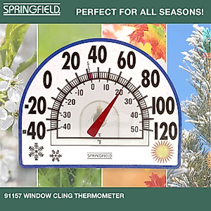 Springfield Static Cling Indoor Outdoor Thermometer, Temperature Gauge for Patio, Pool, and Sauna