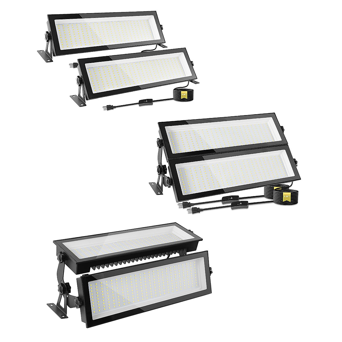 150W LED Shop Lights for Garage 1000W Equiv, 18000lm Very Bright LED Work Light, IP66 Waterproof Outdoor Flood Light with Plug, 5000K White High Bay Light for Workshop Yard Garage Factory (2 Pack)