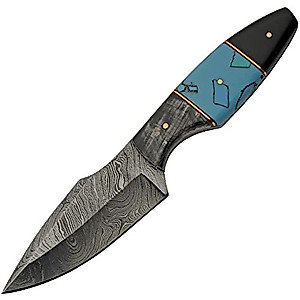 Szco Supplies 8" Horn And Turquoise Handle Outdoor Hunting Knife With Sheath