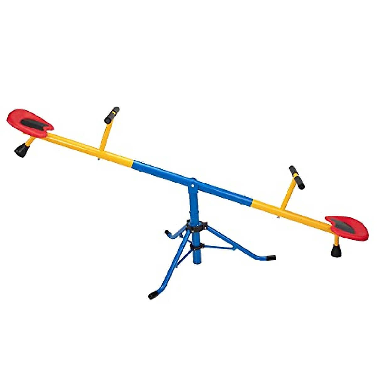 Kids Seesaw Teeter Totter, 2-Person Heavy Duty Playground Equipment for Backyard 360 Degrees Rotation Toddlers Metal with Stopper Pole, Outdoor Kindergarten Activity Facility for Playground Backyard