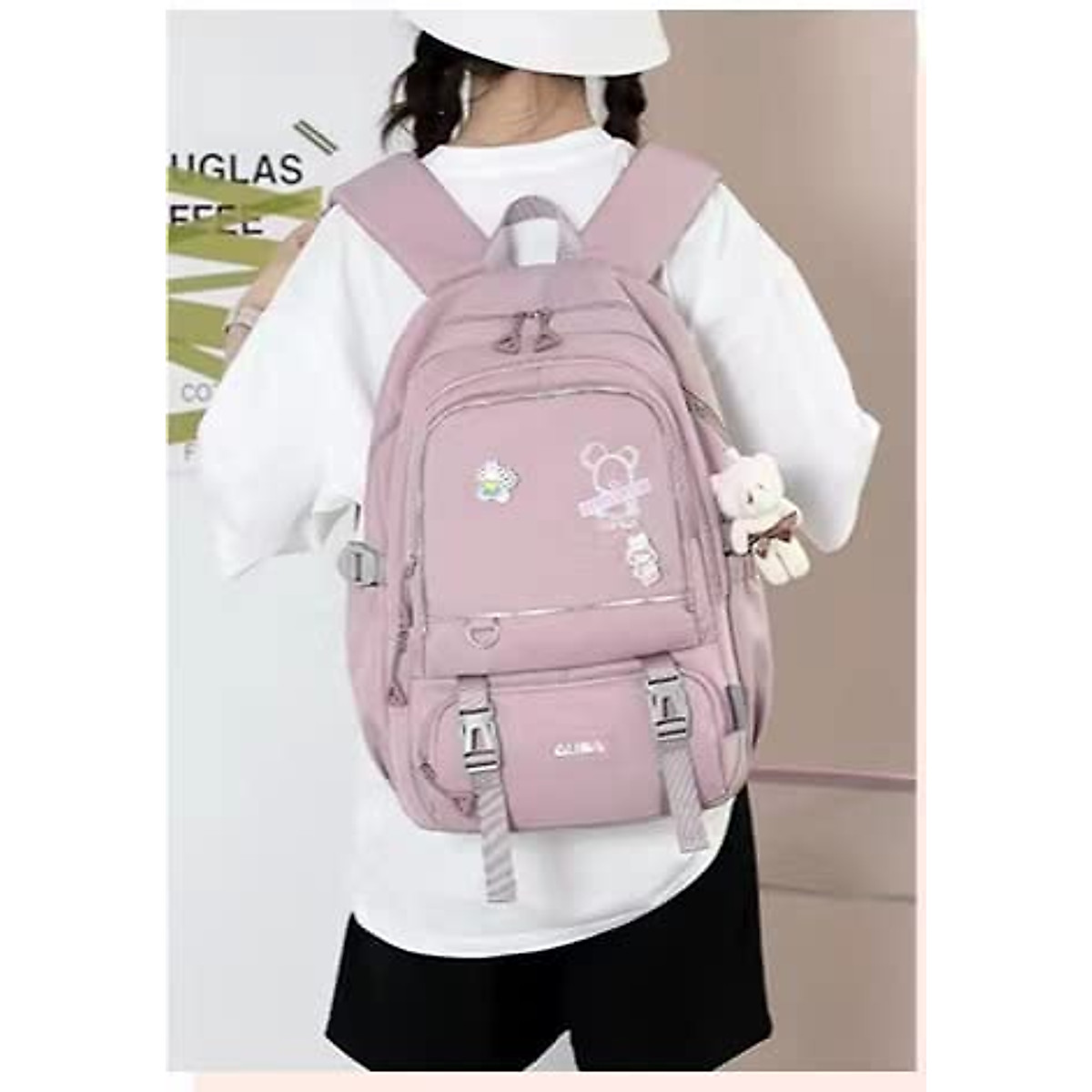 AONUOWE Kawaii Backpack for Girls and Boys Aesthetic Back to School Lovely Accessories Cute Bag in 5 Colors (Purple)