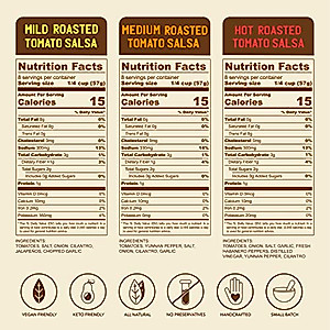 Salsas De Mendoza Roasted Tomato Salsa Variety Gift Pack (Pack of 3) Medium, Mild and Hot, Authentic Mexican Salsa, Made in Utah, 16 oz each