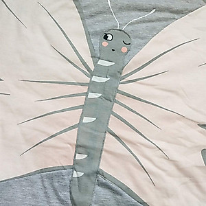 USTIDE Baby Rugs, Creeping Crawling Mat,Nursery Rug for Baby Girl, Children Anti-Slip Game Mat Cotton Floor Play Mat Blanket Play Carpet Kids Room Decor 37.4 x 37.4 (Butterfly)