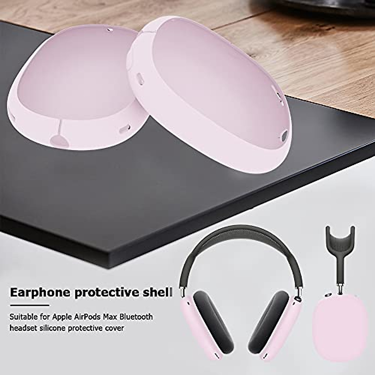 Antetek Silicone Case for Airpods Max Headphone,Soft Silicone Skin Cover Lightweight [Anti Slip] Shock-Proof Shatter-Resistant Protective Frame Full Cover Compatible for Airpods Max (Pink)
