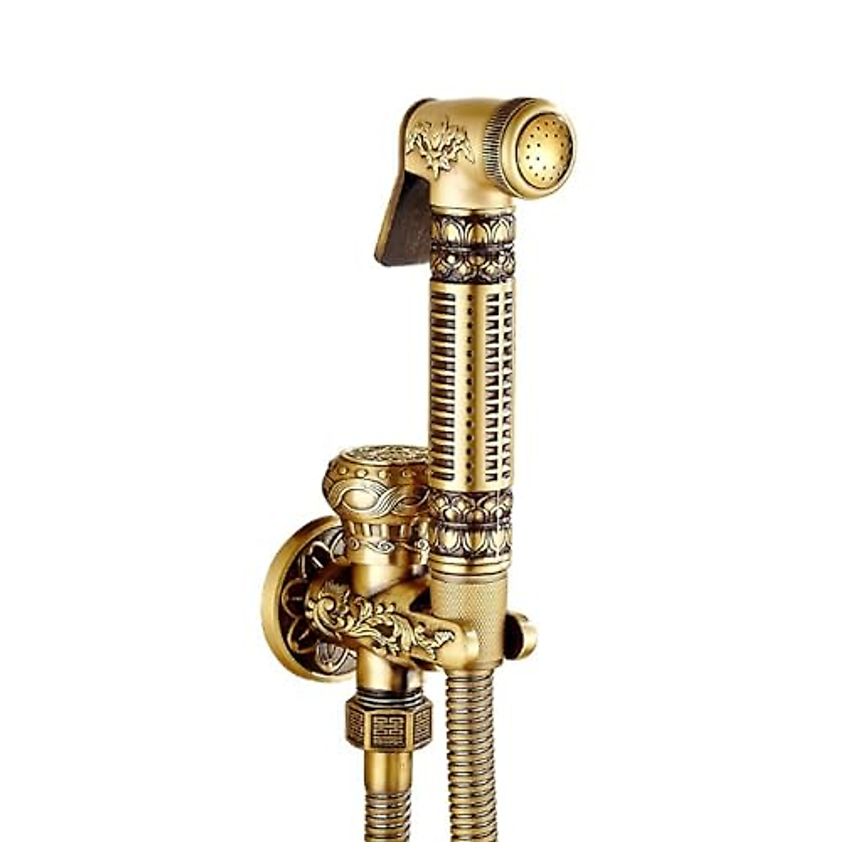 ifgswopq Handheld Toilet Bidet Sprayer Kit Vintage Bidet Toilet Sprayer Jet Kit,Bidet Sprayer Wall Mount Multi-Function All-Copper Pressurized Flush,Retro,with Angle Valve (Retro with Angle (Retro A)