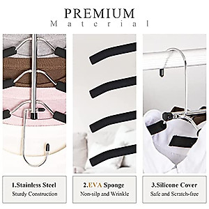 Clothes Hangers Space Saving Coat Hangers 2 Pack Znben Non Slip Shirt Hangers with Padded Foam Stainless Steel 5 in 1 Closet Organizer Heavy Duty Multilayer Hangers for Coat Sweater Suit T-Shirt