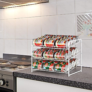Auledio Stackable Can Rack Organizer For Kitchen Cabinet, Pantry Organization And Storage Dispenser, Holds 36 Soda Cans Or Canned Food, Metal White (White)