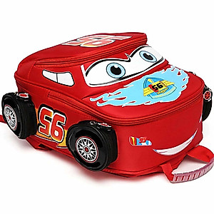 Toddler Boys Girls Backpack Waterproof Cartoon Truck Car Kindergarten Child Snack School Bag (Red)