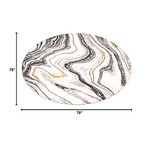 SAFAVIEH Craft Collection Area Rug - 6'7" Round, Grey & Gold, Modern Abstract Design, Non-Shedding & Easy Care, Ideal for High Traffic Areas in Living Room, Bedroom (CFT819F)