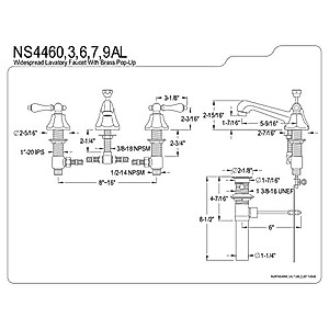 Kingston Brass NS4463AL Water Onyx Widespread Bathroom Faucet, Polished Chrome/Black Stainless Steel