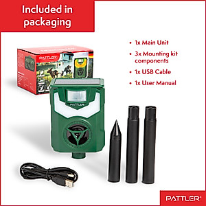 PATTLER® Animal Repellent Outdoor with Flame Light to Scare Animals | Deer and Rabbit Repellent with Motion Sensor up to 10m Range | Ultrasonic Deer Repellent | Rabbit Repellent Outdoor | | 1 Pack