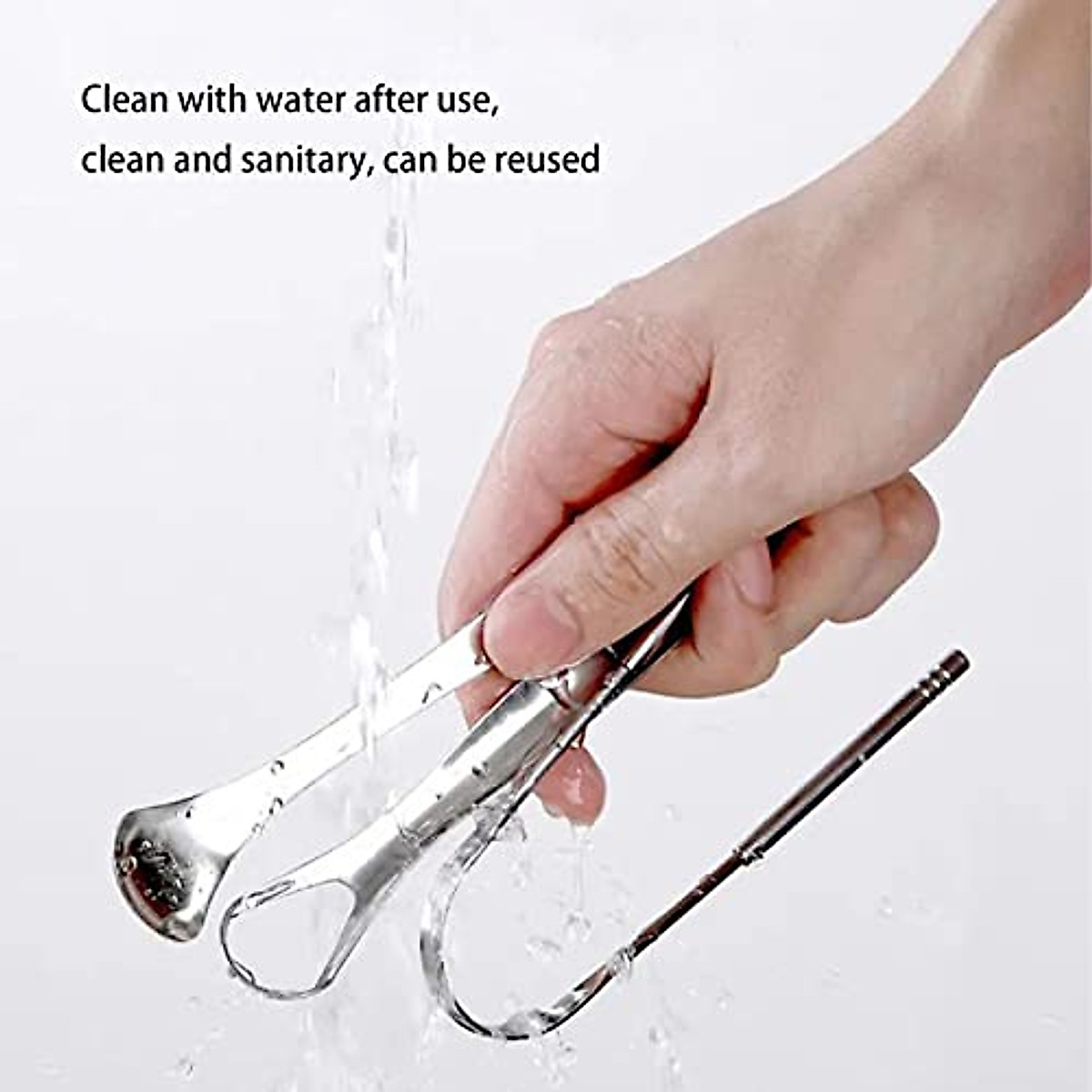 Yiwafu 4 Pack Tongue Scraper,Stainless Steel Tongue Cleaners,Tongue Scraper for Adults, Reduce Bad Breath and Fresh Breath(Silver)