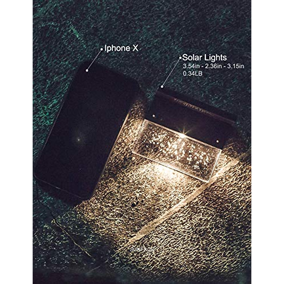 SUNFACESolar Deck Lights Fence Post Lights Outdoor Lighting Garden Decorative - Permanent On All Night (6Pack)